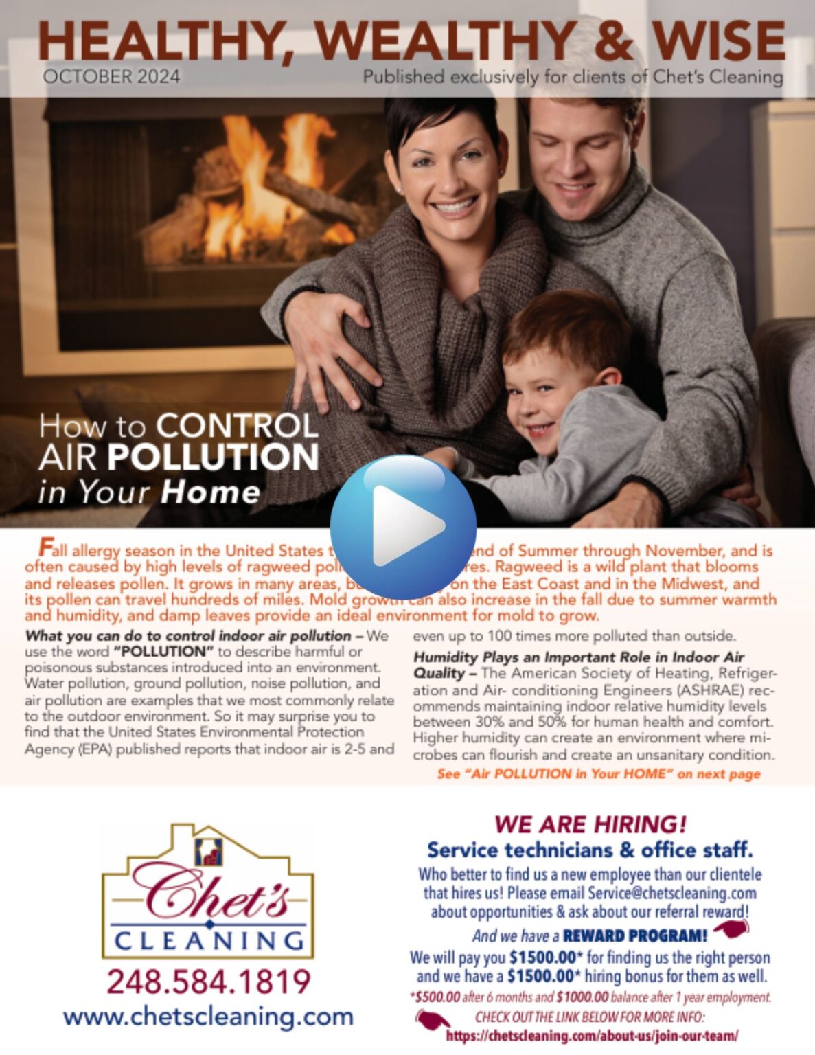 Carpet Cleaning Secrets from Chet's Cleaning Newsletter