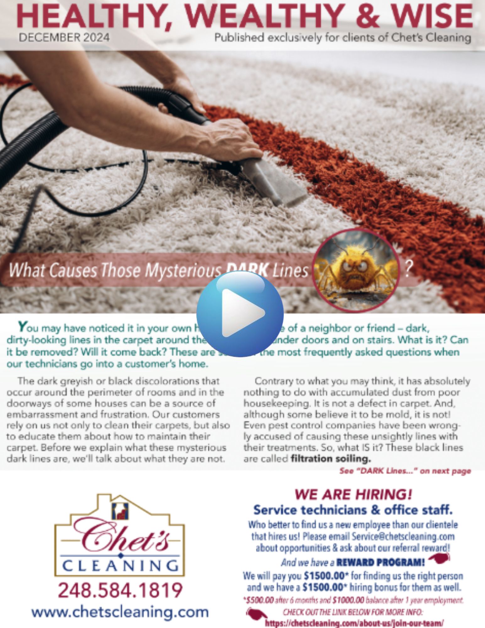 Carpet Cleaning Secrets from Chet's Cleaning Newsletter